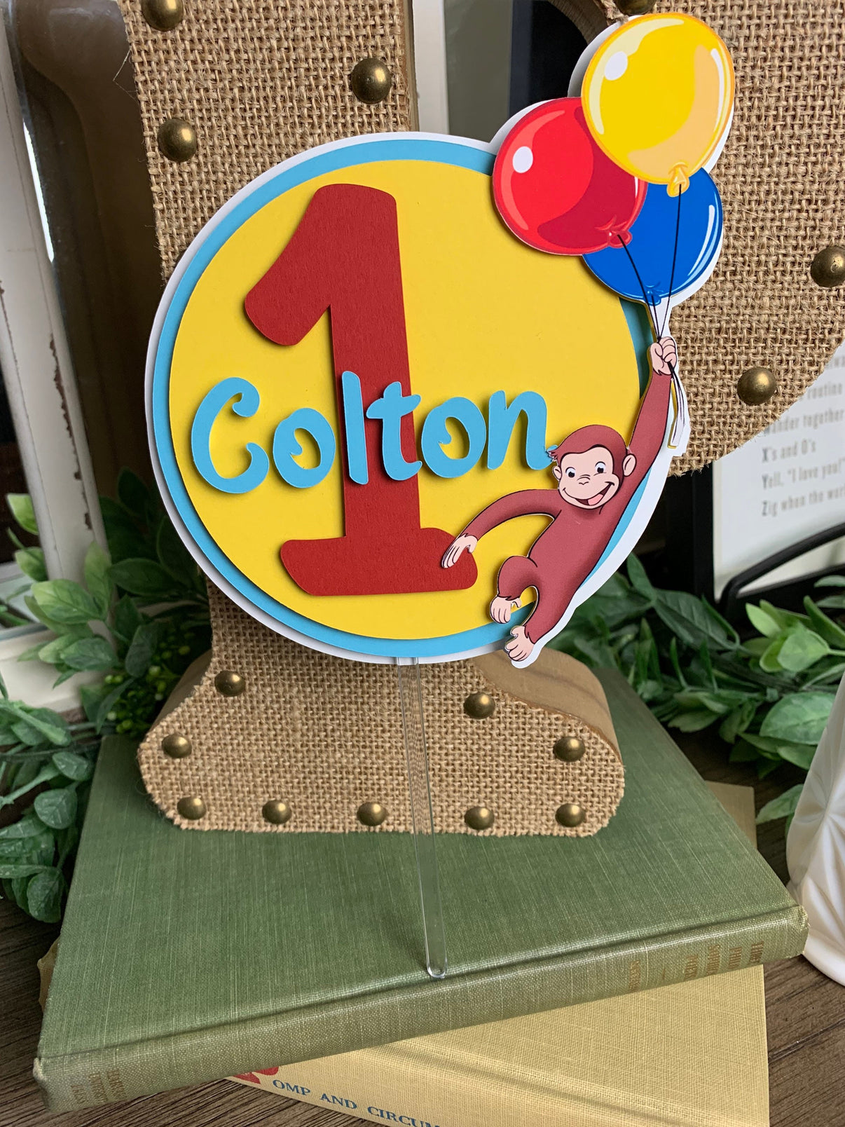 Curious George Cake Topper | Cardstock Party Shop